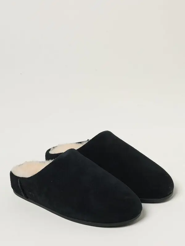 UGG Elea Suede Sabot Mules With Wool Interior - Black