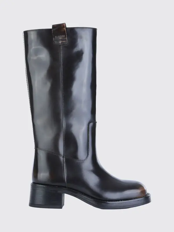 ALOHAS Leather Square Toe Knee-high Boots - Brown