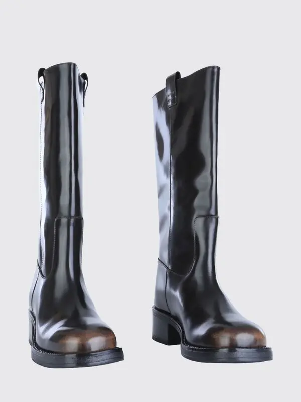 ALOHAS Leather Square Toe Knee-high Boots - Brown