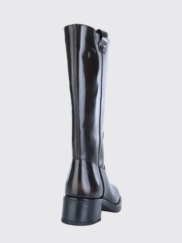 ALOHAS Leather Square Toe Knee-high Boots - Brown