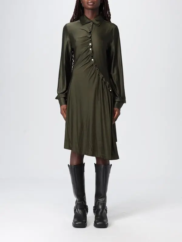 Rabanne Buttoned Draped Midi Dress