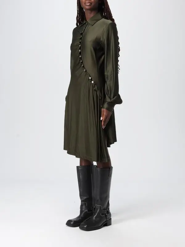 Rabanne Buttoned Draped Midi Dress