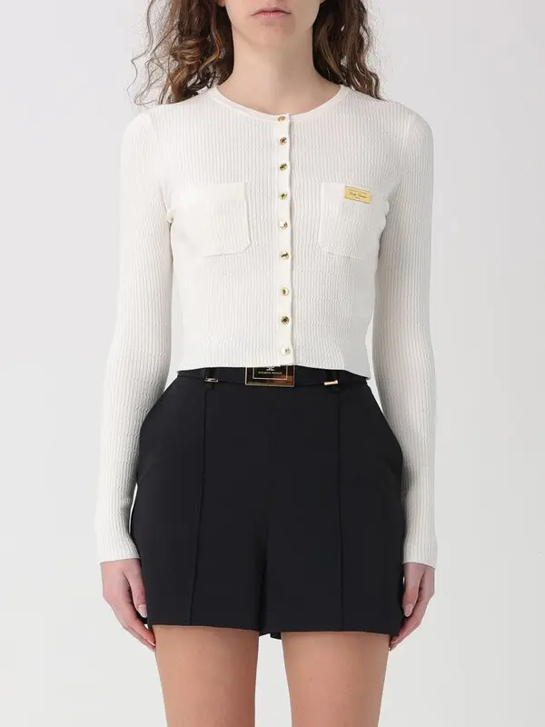 Elisabetta Franchi Cropped Ribbed Cardigan