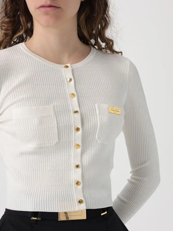 Elisabetta Franchi Cropped Ribbed Cardigan