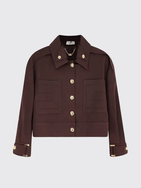 Elisabetta Franchi Cropped Jacket - Brown