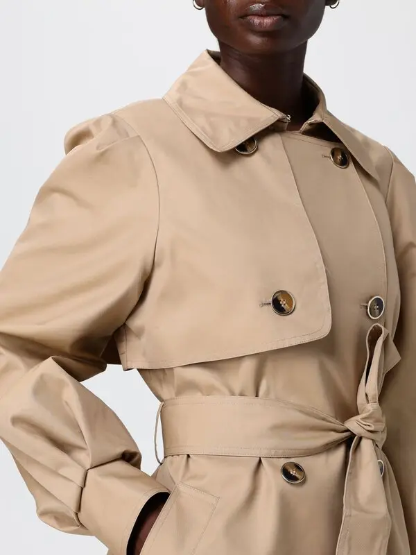TWINSET Double-breasted Cotton Blend Trench Coat