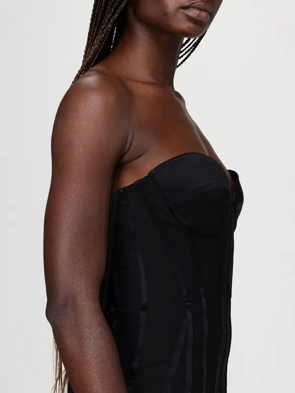 Elisabetta Franchi Crêpe Bustier Maxi Dress With Fringe