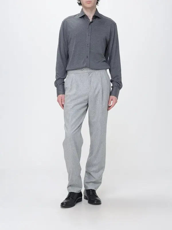 Brunello Cucinelli Virgin Wool Slim Fit Trousers With Drawstring Waist - Grey