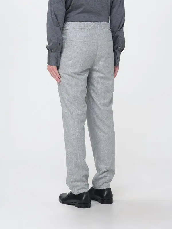 Brunello Cucinelli Virgin Wool Slim Fit Trousers With Drawstring Waist - Grey