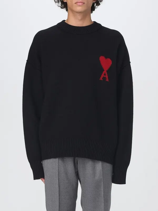 AMI Paris Crew Neck Jumper With Red De Cœur Logo