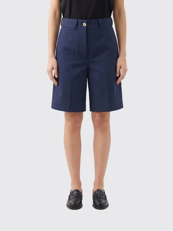 PATOU High-waisted Cotton Shorts With Belt Loops - Blue