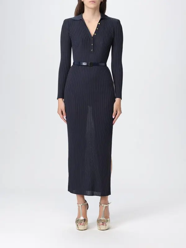 Elisabetta Franchi Ribbed Knit Midi Dress With Belt