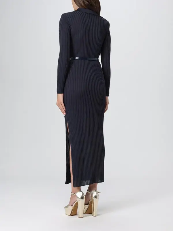 Elisabetta Franchi Ribbed Knit Midi Dress With Belt