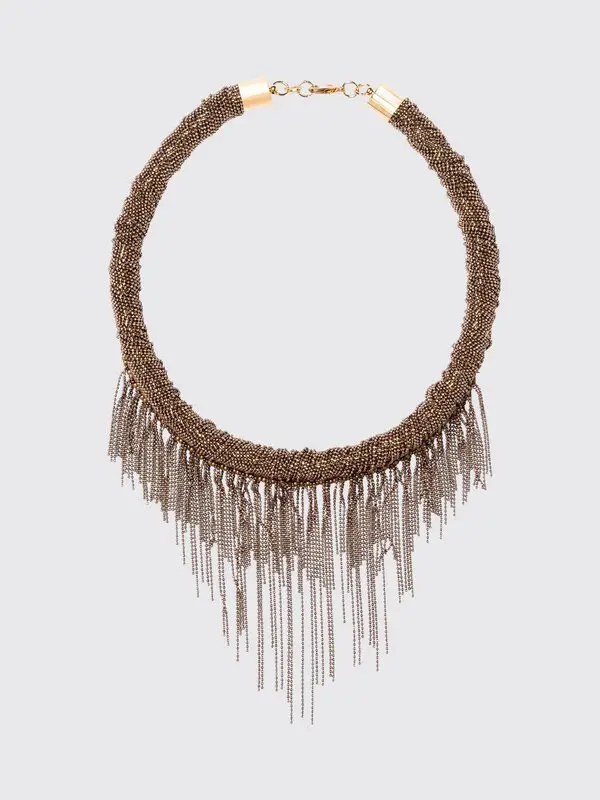 Fabiana Filippi Nickel-free Multi-strand Brass Choker Necklace With Chain Dangles - Brown