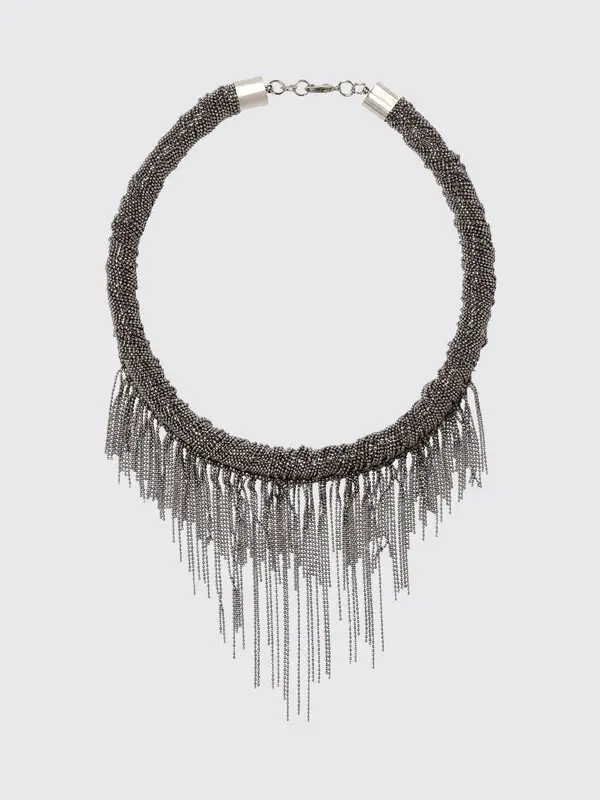Fabiana Filippi Nickel-free Multi-strand Brass Choker Necklace With Chain Dangles - Pink