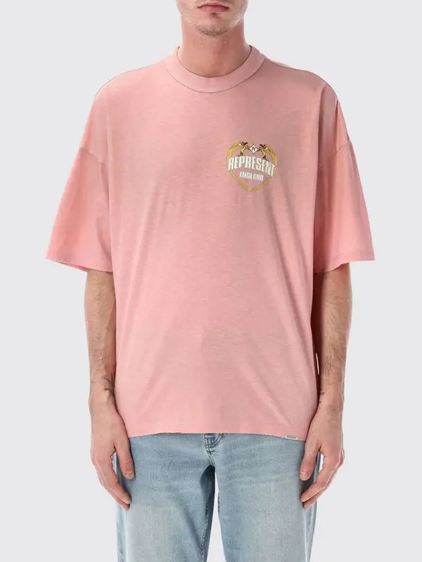 REPRESENT Cotton Crew-neck T-shirt With Logo - Pink