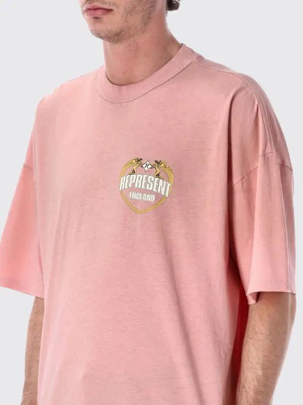 REPRESENT Cotton Crew-neck T-shirt With Logo - Pink