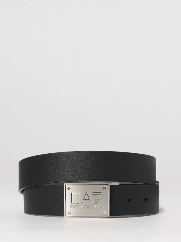 EA7 Emporio Armani Reversible Leather Belt With Embossed Logo Buckle - Black