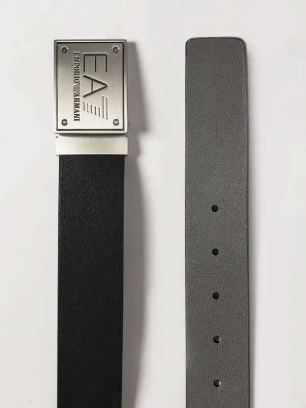 EA7 Emporio Armani Reversible Leather Belt With Embossed Logo Buckle - Black