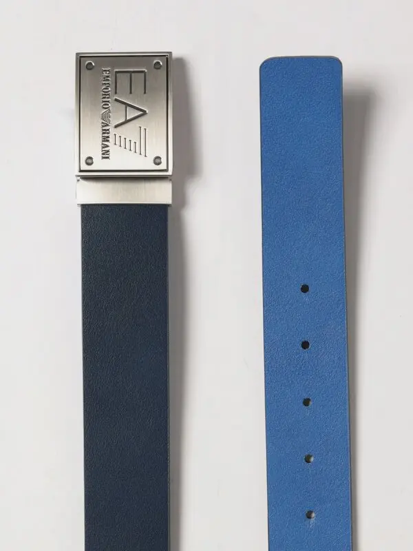 EA7 Emporio Armani Reversible Leather Belt With Embossed Logo Buckle