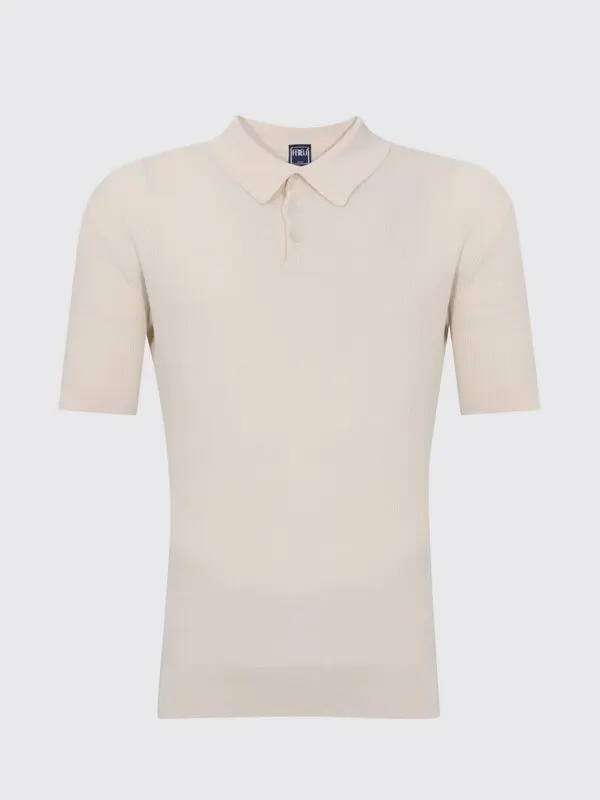 Fedeli Short-sleeved Knit Polo In Pure Cotton With A Three-button Placket - Ivory