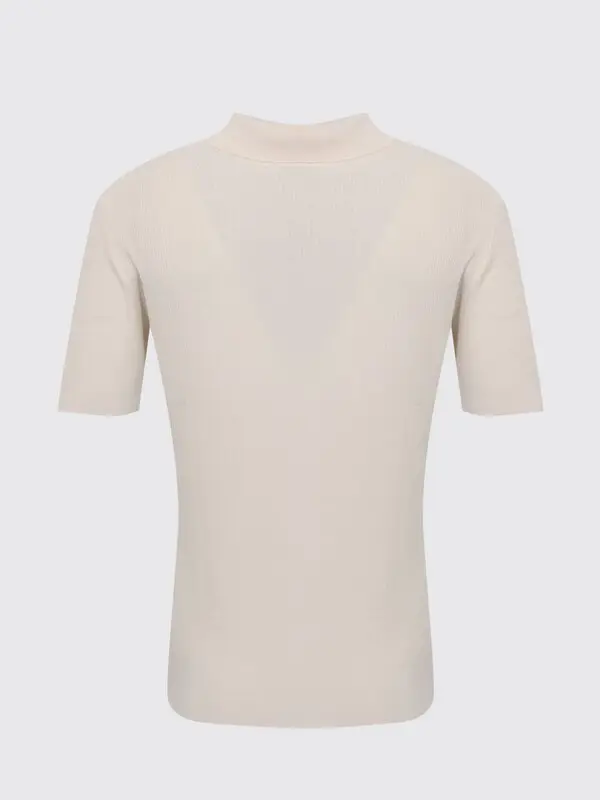 Fedeli Short-sleeved Knit Polo In Pure Cotton With A Three-button Placket - Ivory