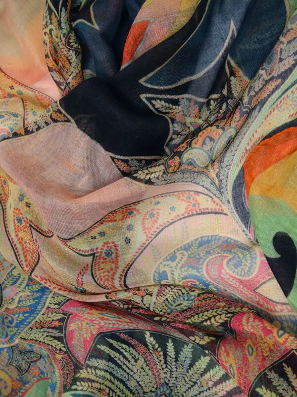 Etro Cotton Blend Scarf With Paisley Motif