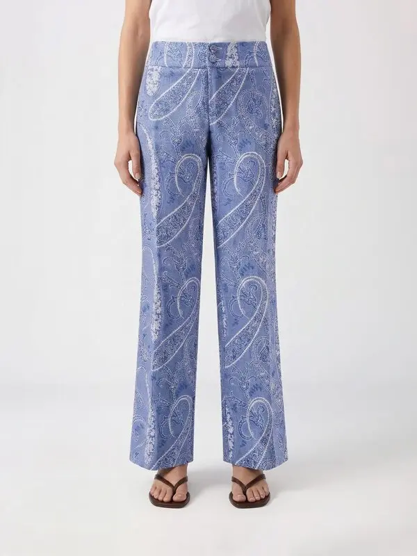 Etro Flared Trousers In Silk Blend With Paisley Print