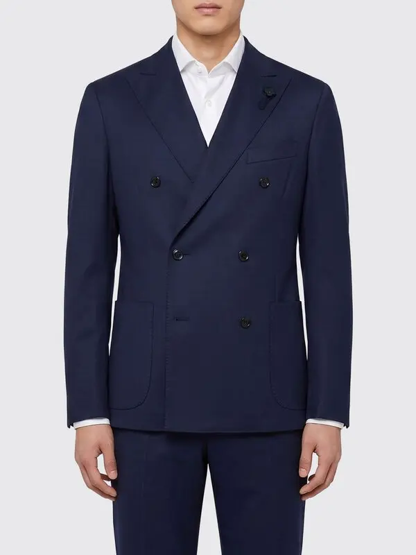 LARDINI Double-breasted Cotton Jacket - Blue