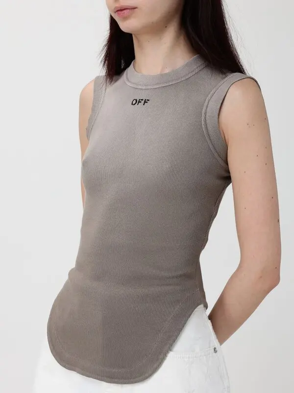 Off-White Basic Stretch Cotton Tank Top