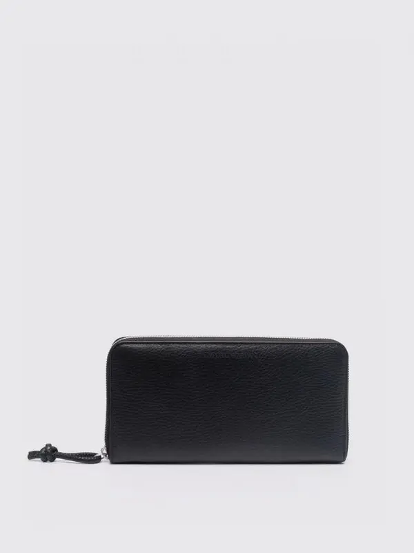 Emporio Armani Continental Leather Wallet With Embossed Logo And Zip - Black