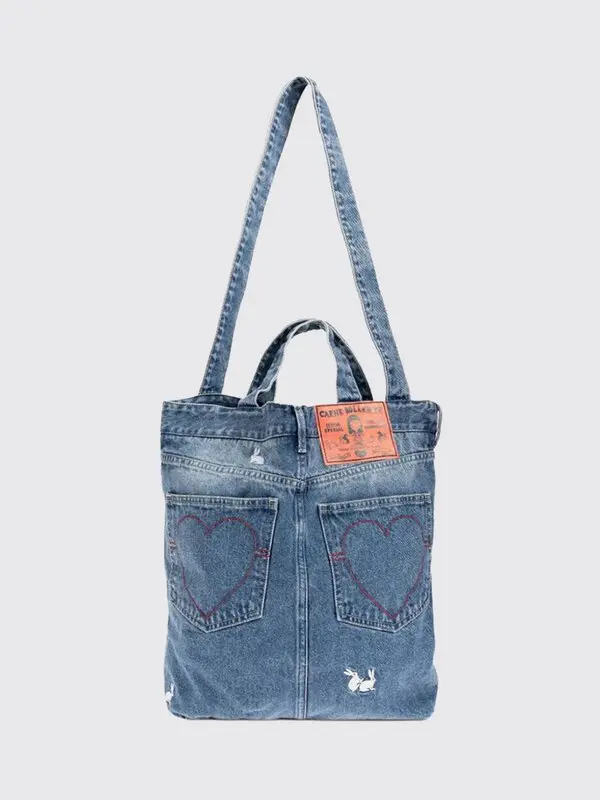 CARNE BOLLENTE Tote Bag With Hearts - Denim