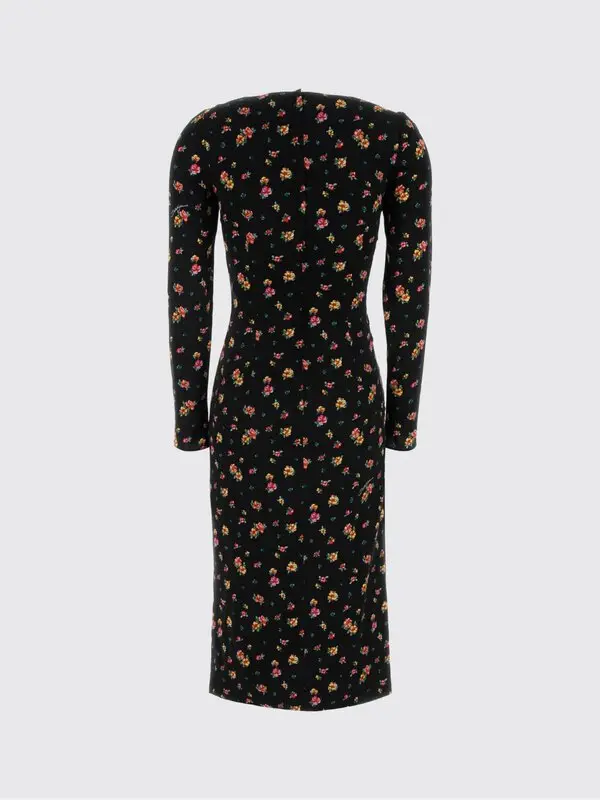 Dolce & Gabbana Floral Print Stretch Silk Midi Dress