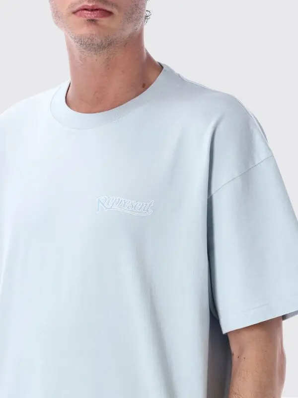 REPRESENT Cotton Crew-neck T-shirt With Logo - Sky