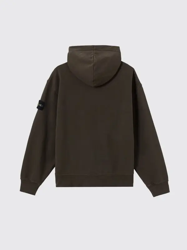 Stone Island Organic Cotton Zip-up Hoodie With Compass Logo - Grey