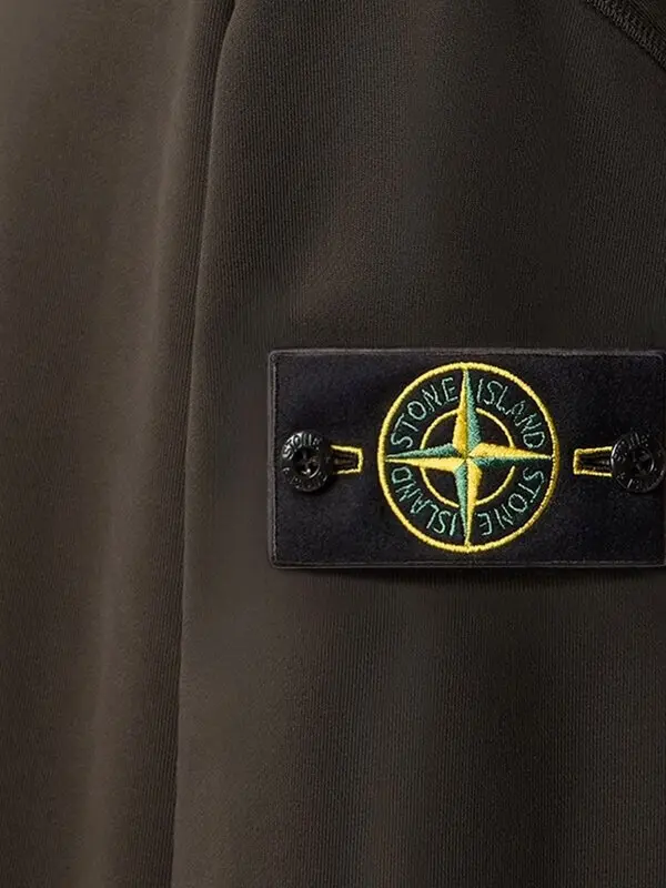 Stone Island Organic Cotton Zip-up Hoodie With Compass Logo - Grey