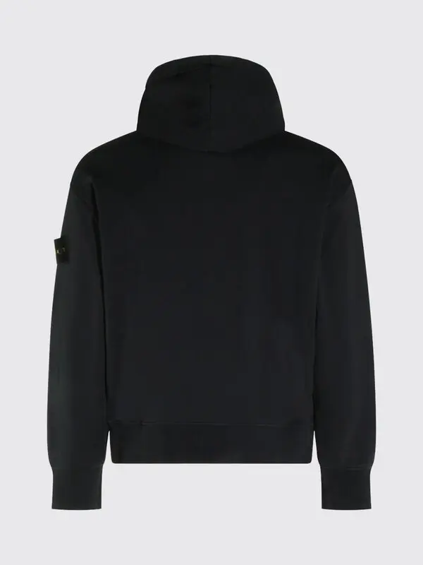 Stone Island Organic Cotton Zip-up Hoodie With Compass Logo - Navy