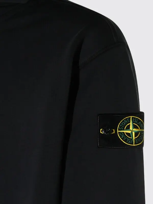 Stone Island Organic Cotton Zip-up Hoodie With Compass Logo - Navy