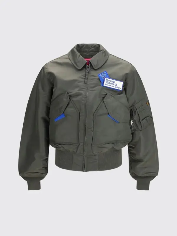GR10K Nylon Bomber Jacket With Logo - Grey