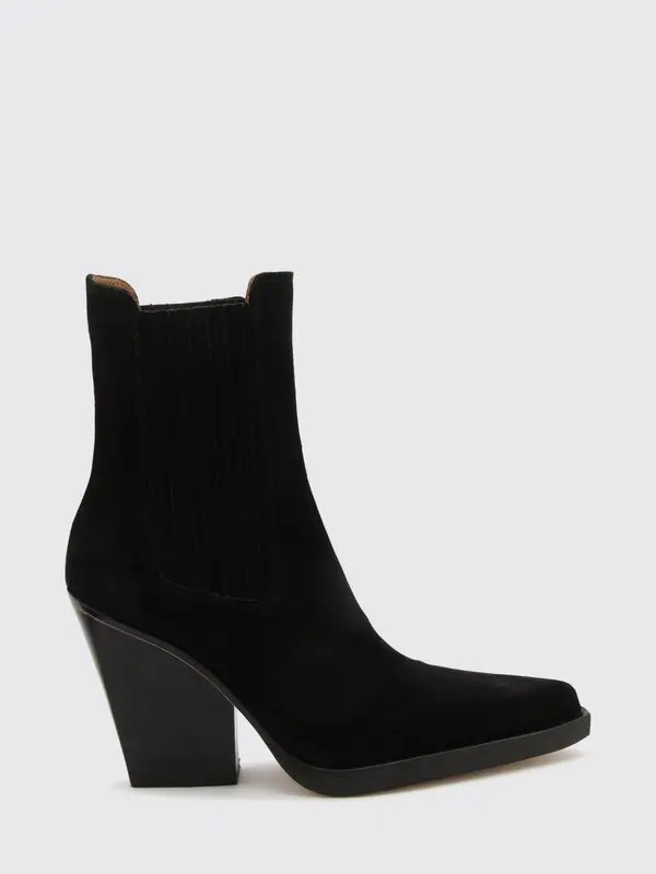 Paris Texas Dallas Suede Western Chelsea Boots With High Flared Heel