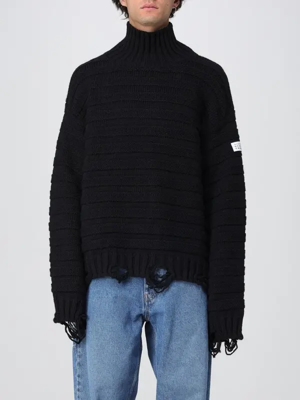 MAISON MARGIELA Distressed Turtleneck Sweater - Black