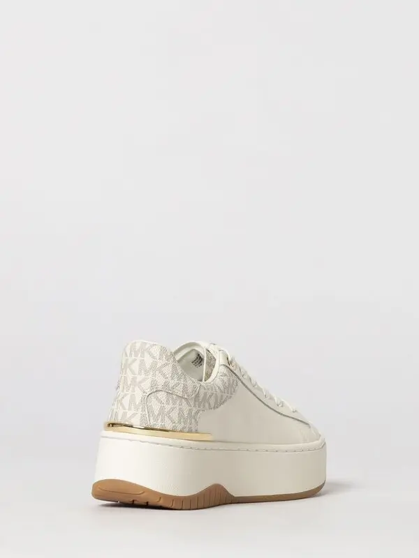 Michael Kors Dottie Leather And Coated Cotton Mk Monogram Sneakers