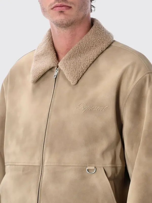 REPRESENT Faux Leather Shearling Collar Jacket