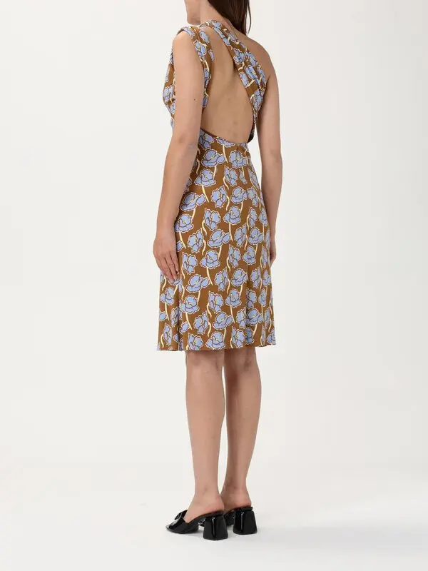 Versace Asymmetrical Floral Print Midi Dress