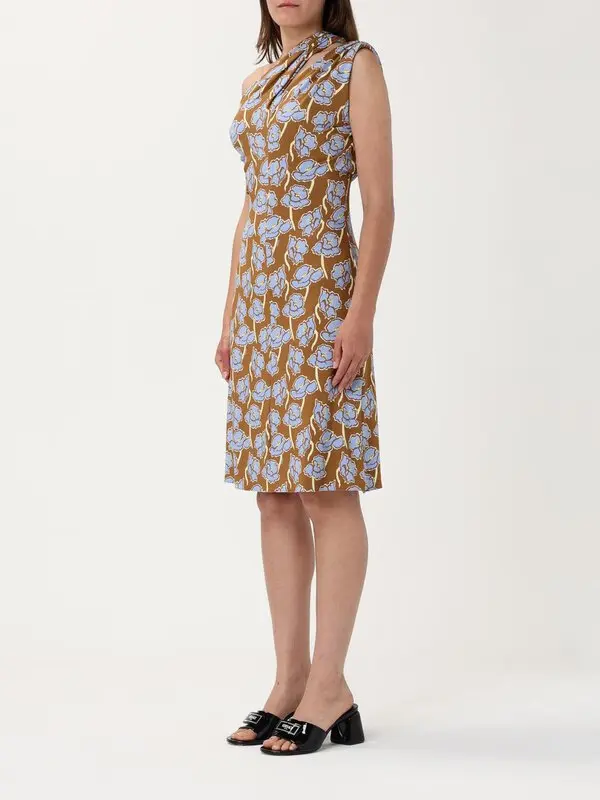 Versace Asymmetrical Floral Print Midi Dress