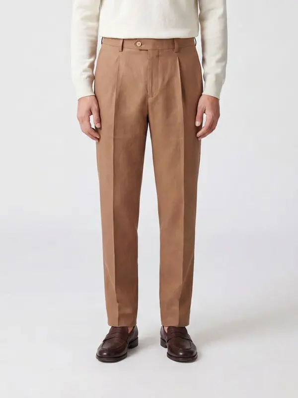 Brunello Cucinelli Cotton And Linen Tailored Trousers
