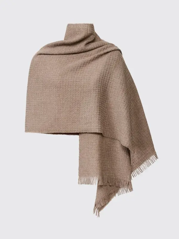 Fabiana Filippi Large Virgin Wool And Cashmere Stole With Fringed Hem - Coffee