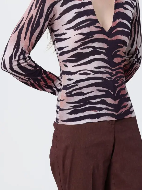 Pinko Zebra Print Cotton Blend Sweater