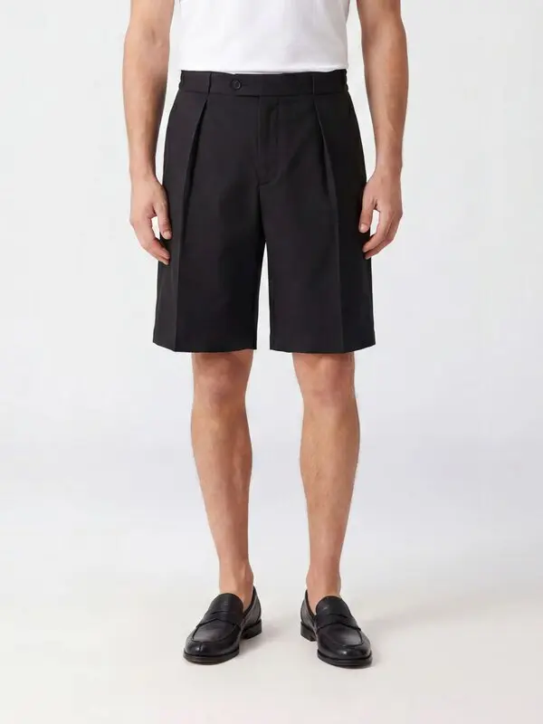 BRIGLIA 1949 Tailored Knee-length Bermuda Shorts In Wool Blend - Black