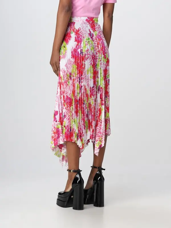 Versace Pleated Floral Print Asymmetrical Skirt